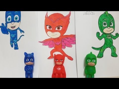 Pijamaskeliler Catboy-Baykuş Kız-Kertenkele Boyama-Pijamaskeliler Oyuncak-Pj Masks Coloring Pages