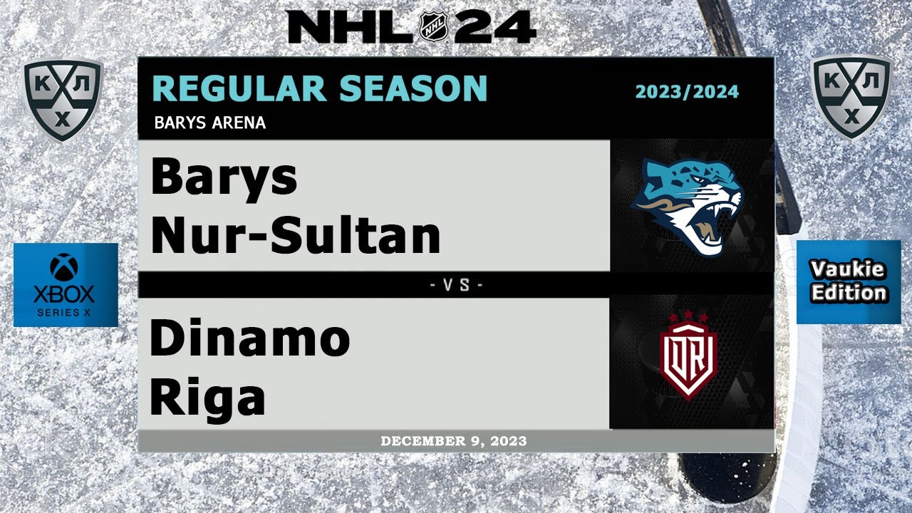 KHL - Barys Nur Sultan vs Dinamo Riga - Season 2023/24 - NHL 24 - YouTube