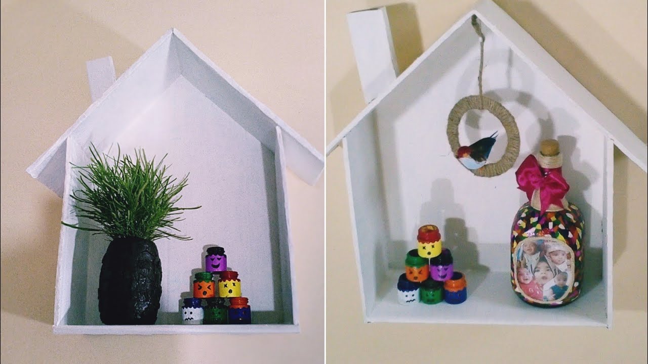 DIY house using cardboard /showcase design /home decor - YouTube