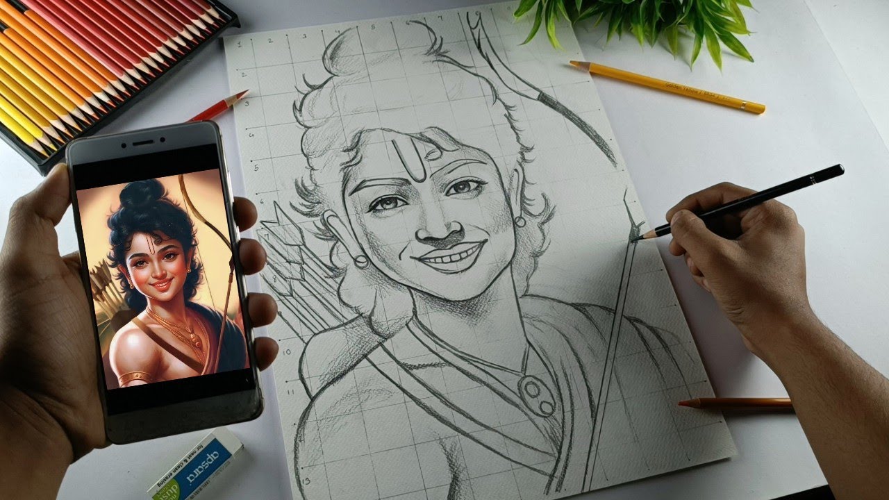 Shree Ram Drawing ,Step By Step (Outline Tutorial) - YouTube