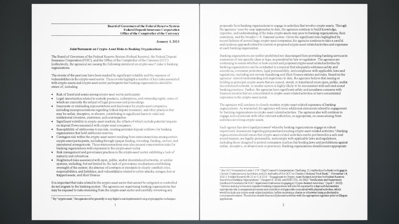 Joint Statement on Crypto-Asset Risks to Banking Organizations - YouTube
