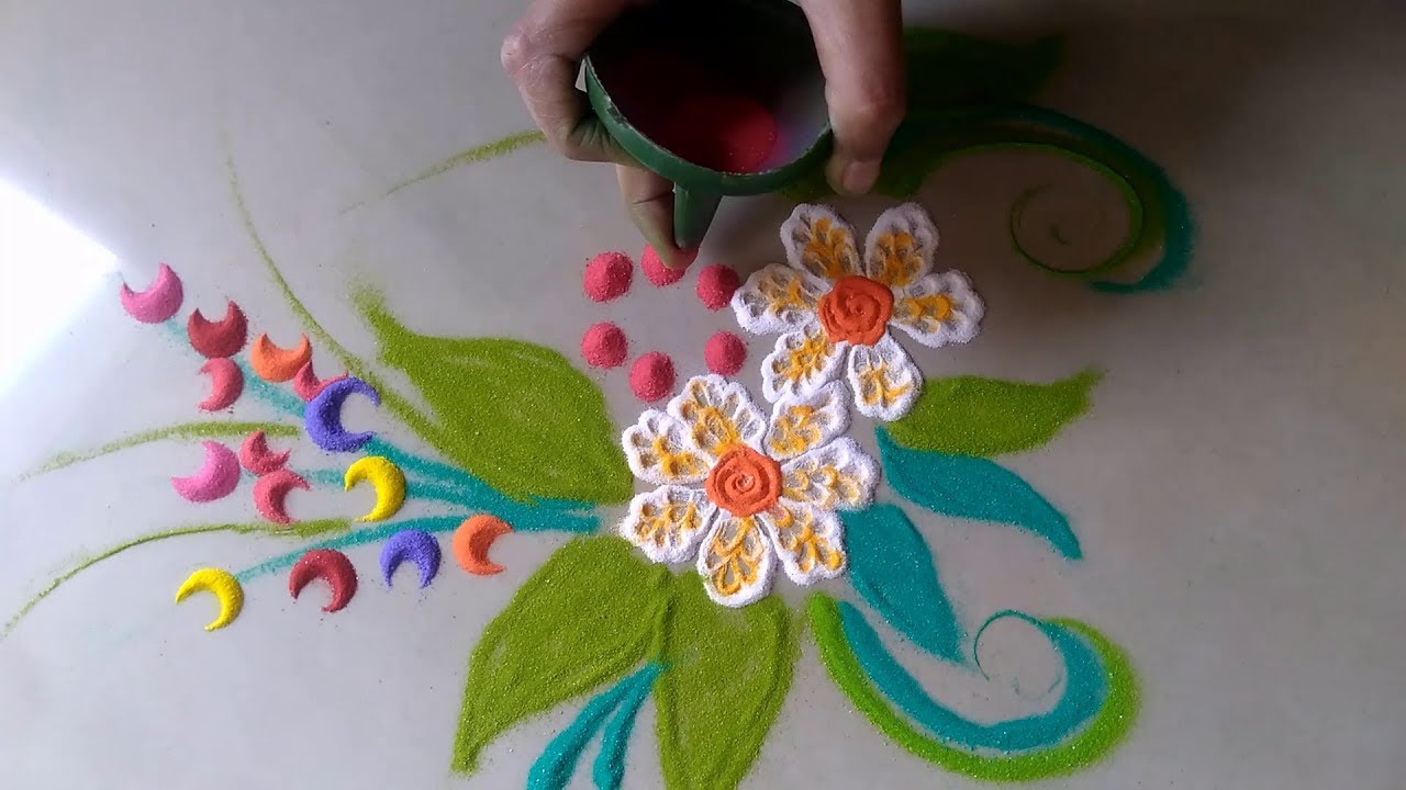 Creative easy beautiful rangoli design by Bucketful Creation - YouTube