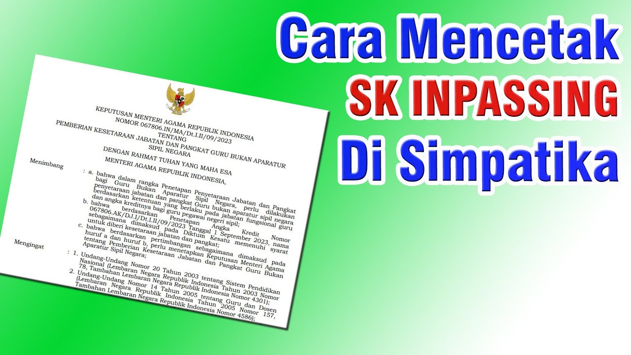 CARA MENCETAK SK INPASSING DI SIMPATIKA - YouTube