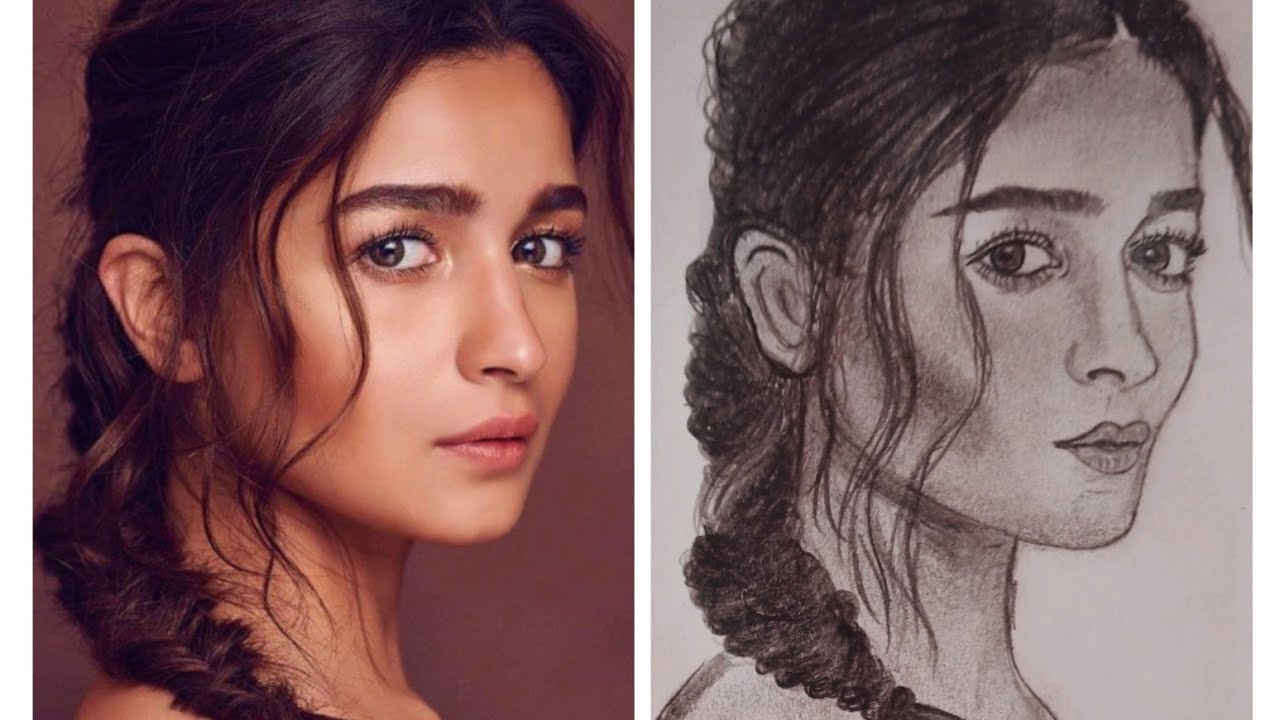 How to draw Alia Bhatt || Alia Bhatt full sketch drawing|| - YouTube