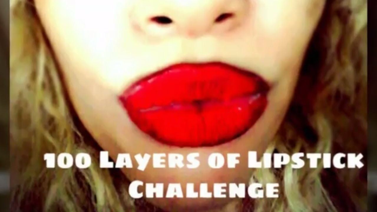 100 Layers of Lipstick Challenge with Red Lipstick - YouTube