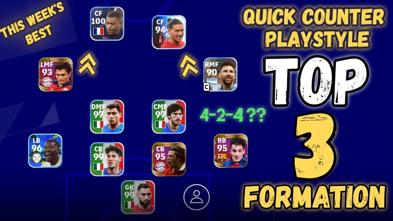 Top 3 Quick Counter Best Formation In efootball 23 Mobile| 4-2-4?🤔 ...