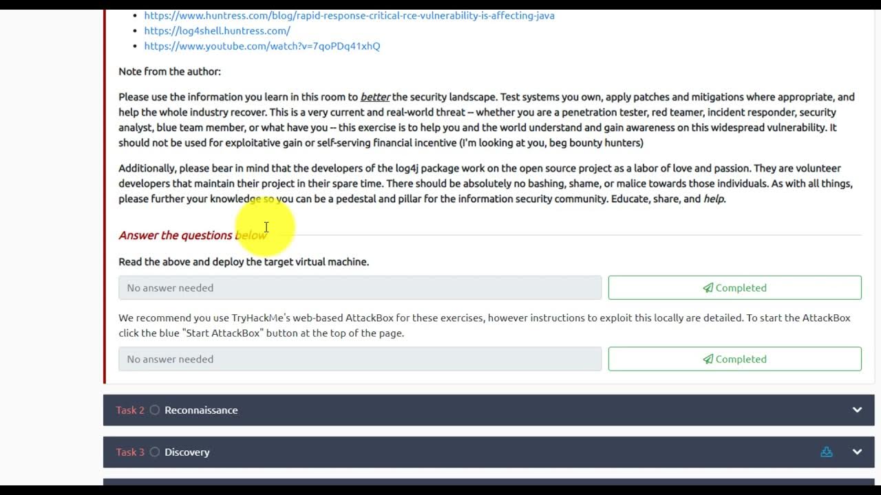 Tryhackme Log4j Room Task 1 Cve 2021 44228 Introduction Youtube