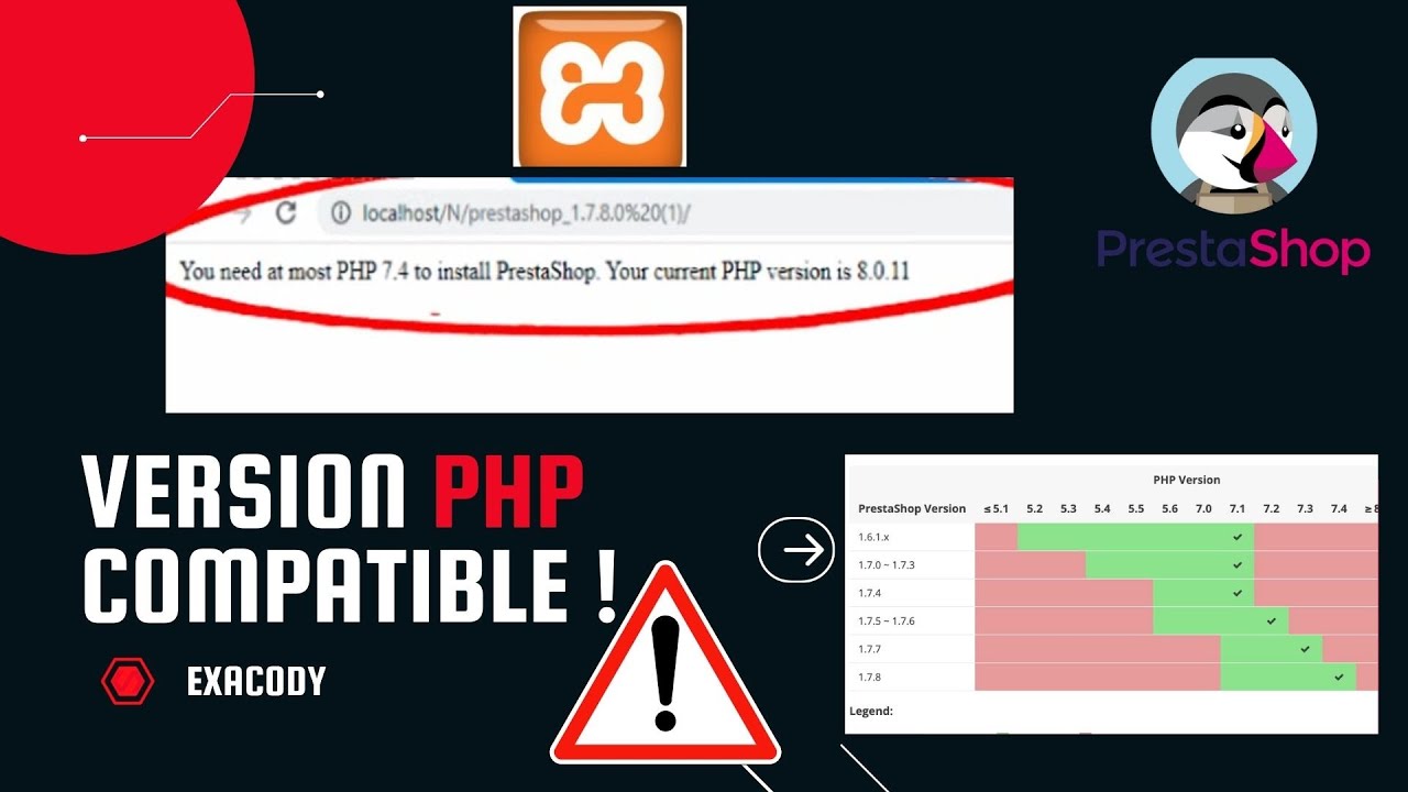 You Need At Most Php To Install Prestashop Xampp Version Php Non Compatible