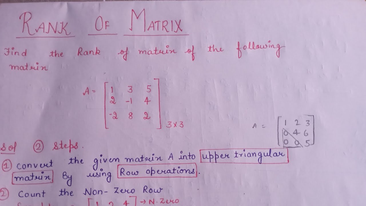 Rank of matrix || Engineering|| b.tech || BCA || - YouTube