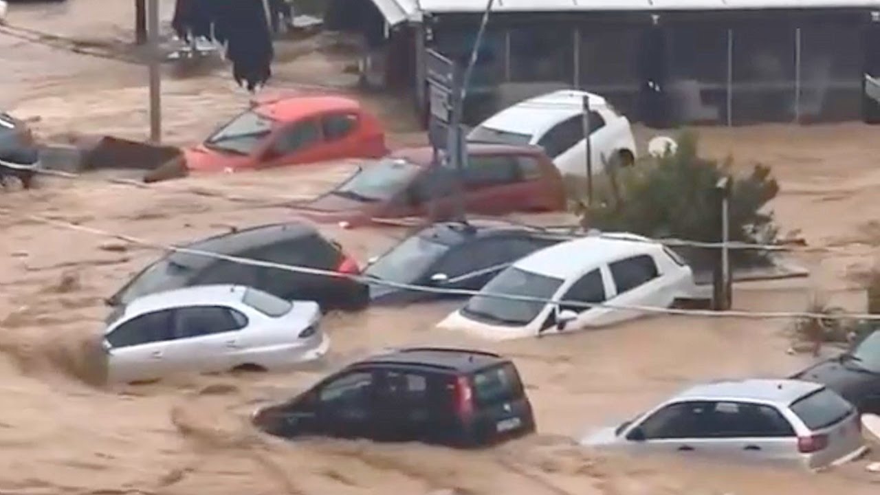 Greece washes into the sea! Flash flood hits Crete. - YouTube