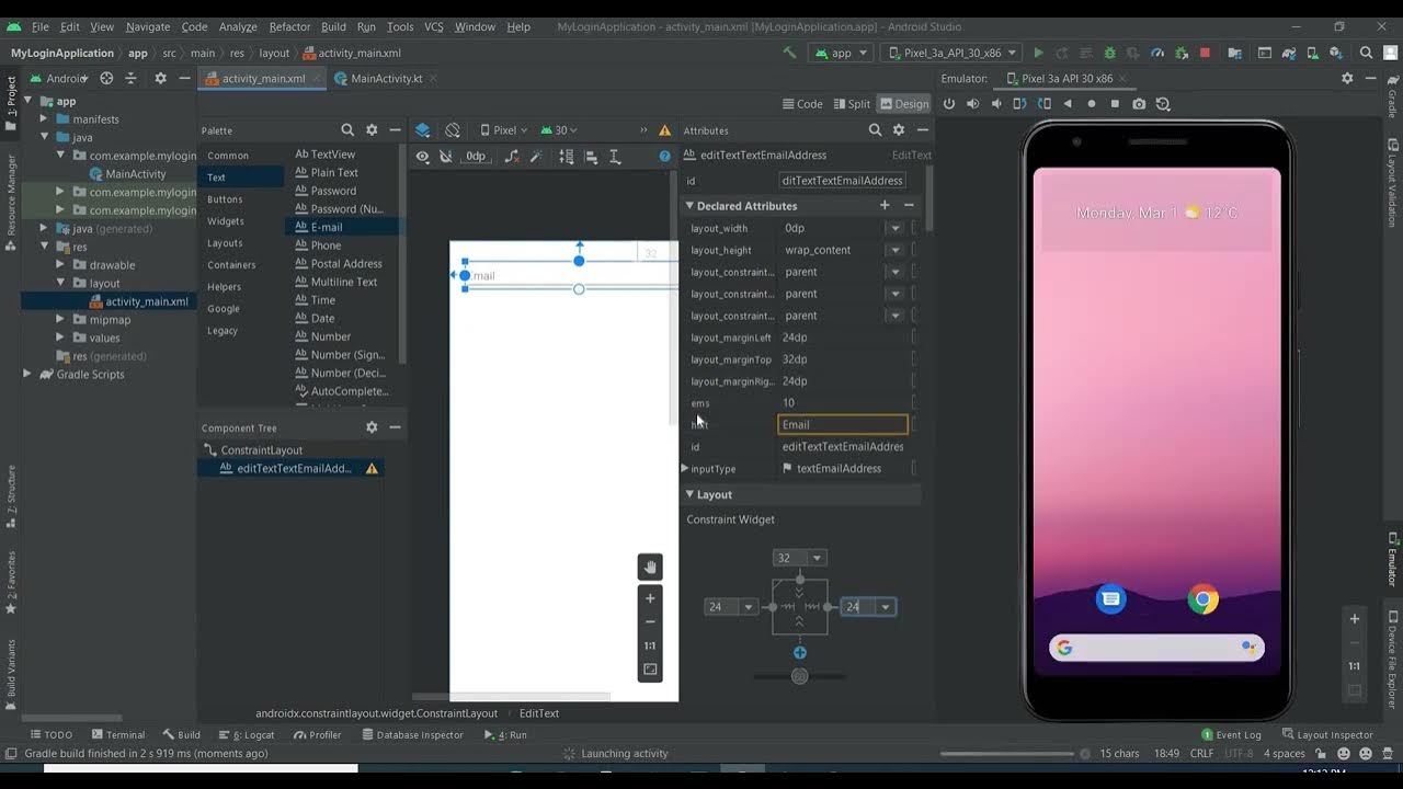 Class 12 CS411 Android Applications Development Loggin Layout 1 - YouTube
