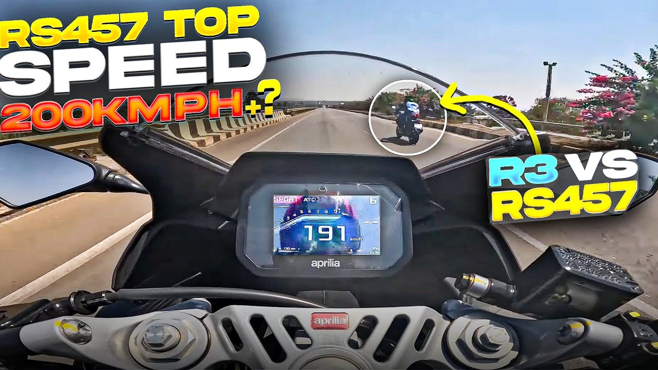 Aprilia RS 457 - Top speed 200 kmph plus ? | Highway Battle | RSV4 vs ...