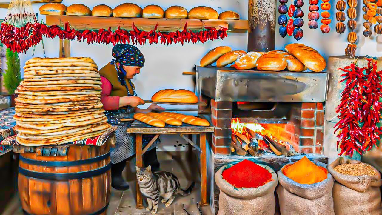 Baking Lezgi bread with fresh flour is a delicious and traditional ...