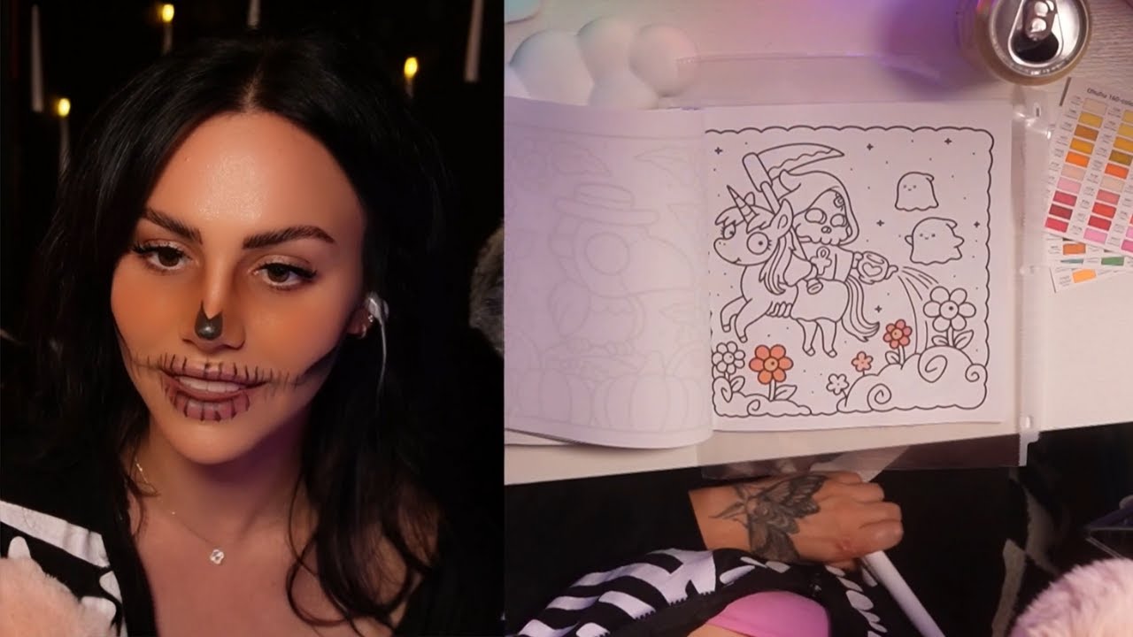 Spooky & Soothing | ASMR Skeleton Does a Coloring Book 🎨🦴 - YouTube