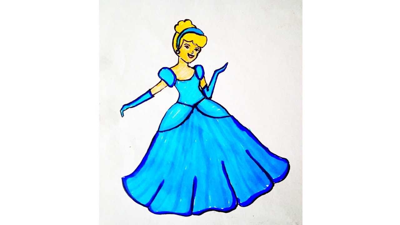How To Draw Princess Cinderella ? Step By Step #khushidrawing - YouTube