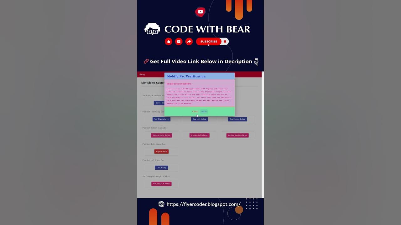 Mat Dialog Customize Angular 15 Shorts Short Shortvideo Youtubeshorts Youtube Youtube