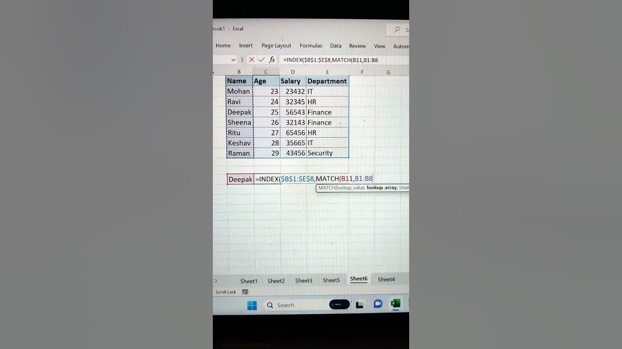 Dynamic INDEX + MATCH Function In Excel 🔥 | Important Excel Tricks 💯 #shorts #exceltricks # ...