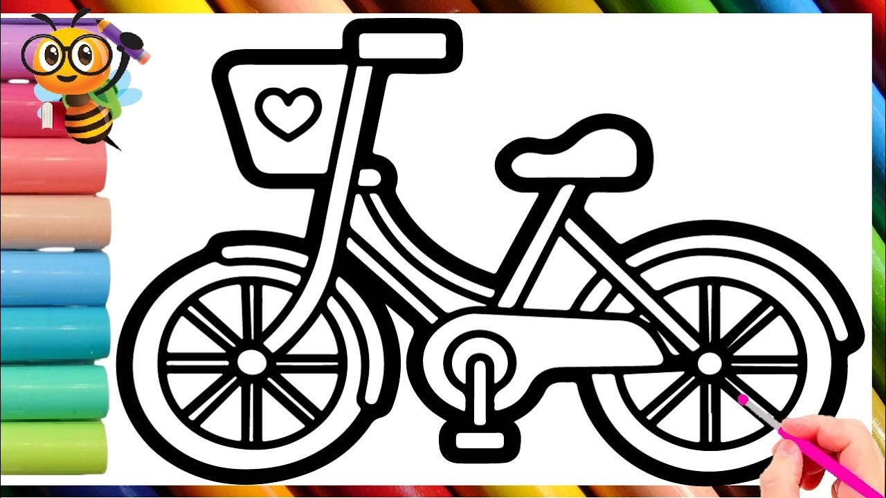 Bicycle Drawing, Painting, Coloring for Kids and Toddlers . How to draw ...