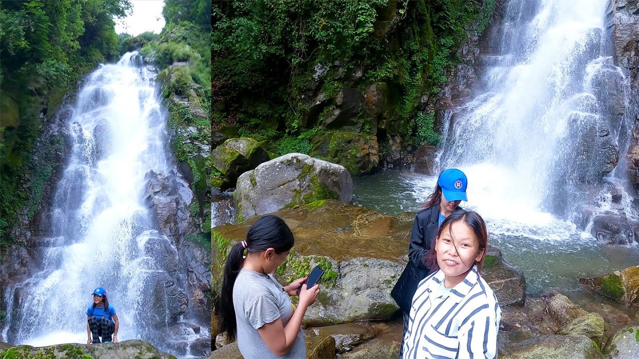 We are enjoying beautiful waterfall near village II Anita Manjita ...
