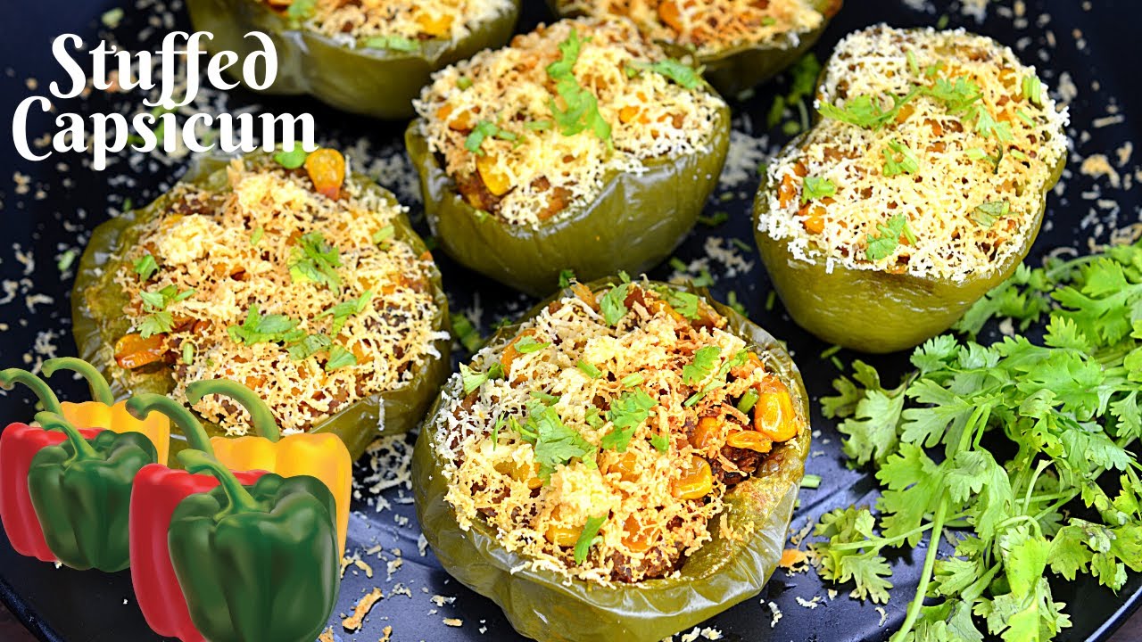 Stuffed Capsicum in Microwave | Easy Party Appetizer Recipe | How to ...