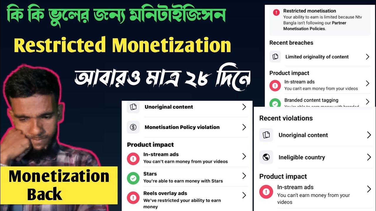 Facebook In - stream ads Restricted Monetization policy violation ...