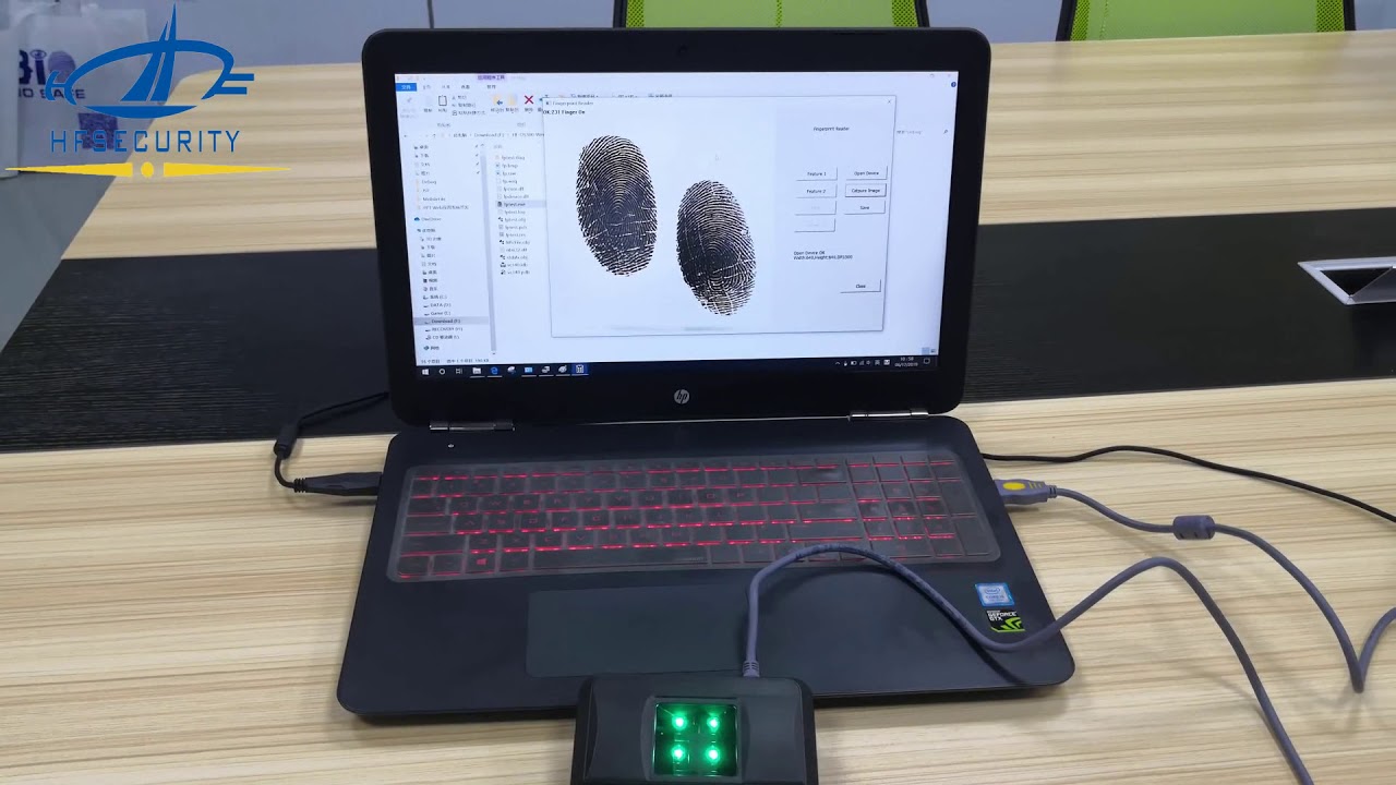 HFSecurity HF-OS300 Dual Roll Fingerprint Scanner Windows Demo - YouTube
