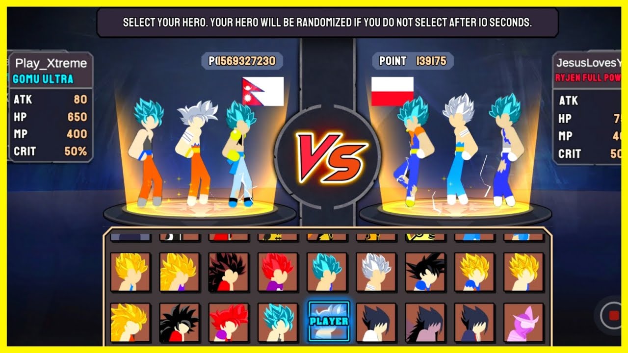 Stickman Warriors Premium Characters | PVP | Goku Ultra Ego, Vegito ...