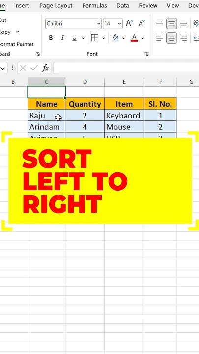 Sort Left to Right in Excel🔀column sorting in Excel💯#excelshorts #exceltricks #exceltutorial # ...