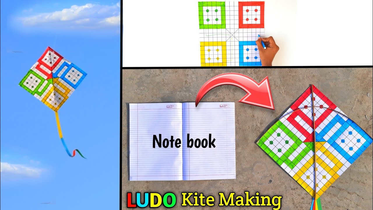 how to make kite , ludo kite making , how to make notebook paper kite ...