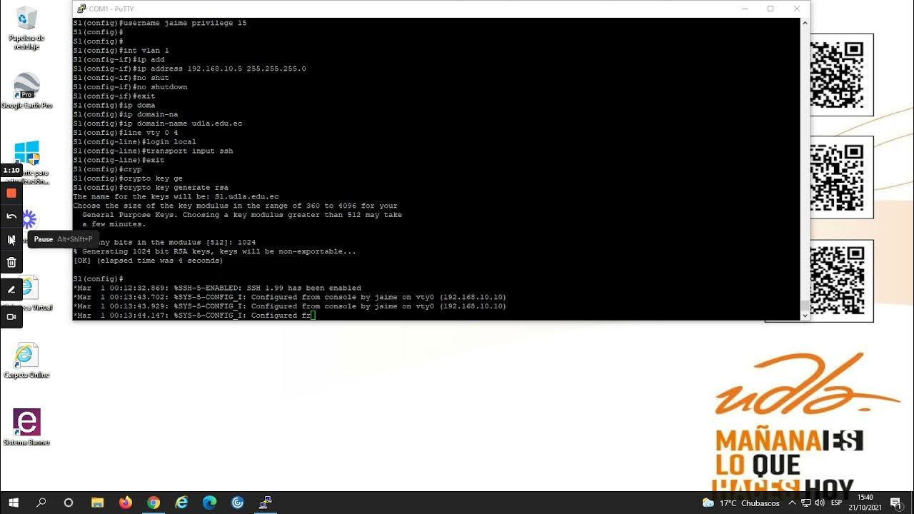 PuTTY COM1 PuTTY 21 October 2021 - OUTPUT DE CONFIGURACIÓN DESDE PYTHON ...