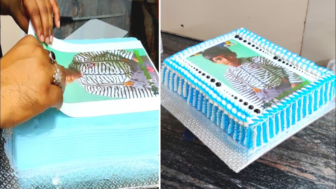 Simple Butter Cream Photo Cake | How To Make Photo Cake Design Idea ...