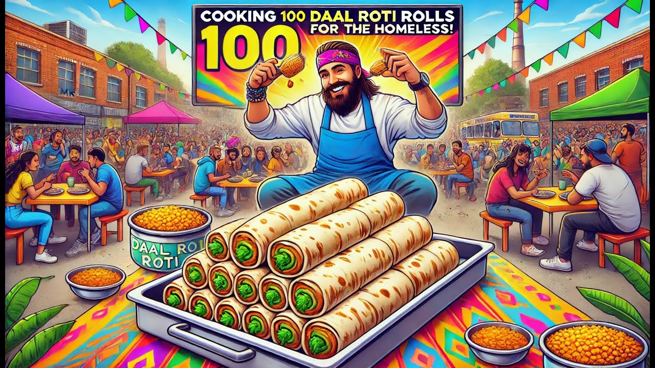 Cooking 120 daal roti rolls for the homeless (Day 60 Ride-along) - YouTube