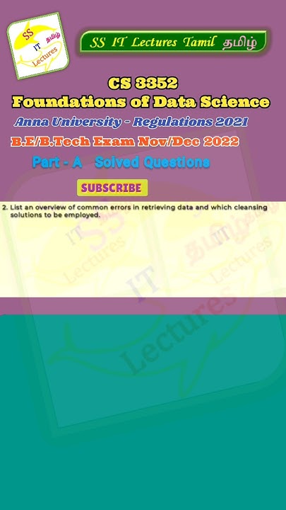 CS3352 Foundations of Data Science Anna University 2024 Solved #shorts #datascience # ...
