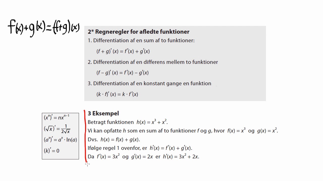 Regneregler for afledte funktioner med eksempel - YouTube