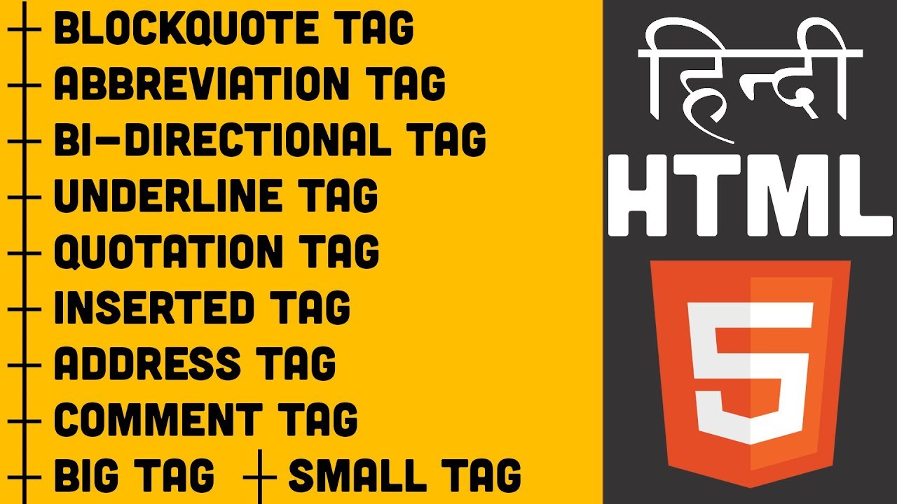 Html Tutorial In Hindi 03 Blockquote Abbr Address Quote Underline Insert Bdo Big