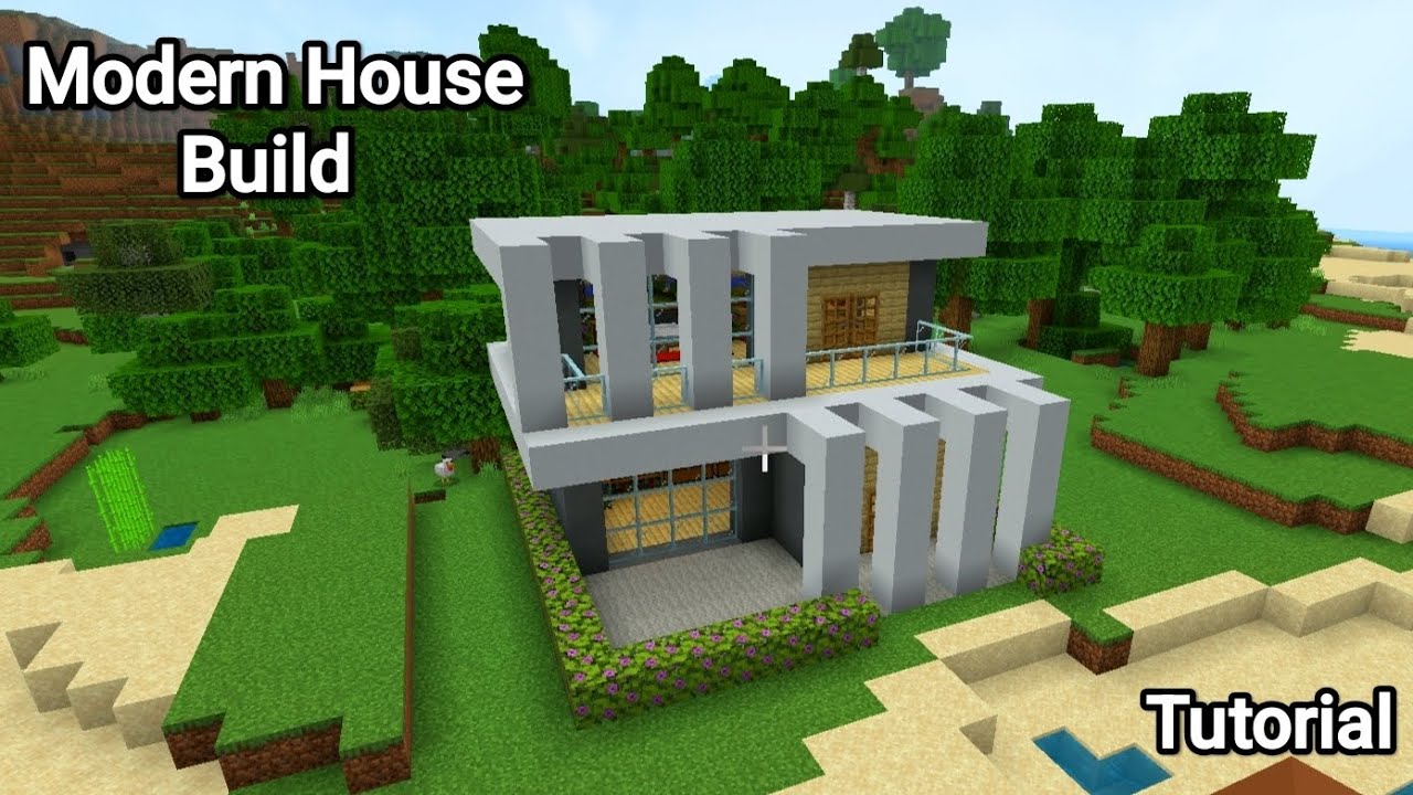 Modern House Build | Minecraft PE Tutorial | Easy & Stylish House ...
