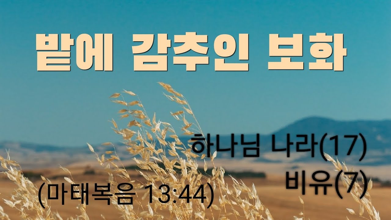 밭에 감추인 보화 마태복음 13장 44절 하나님나라 17 비유 7 20201621 Youtube