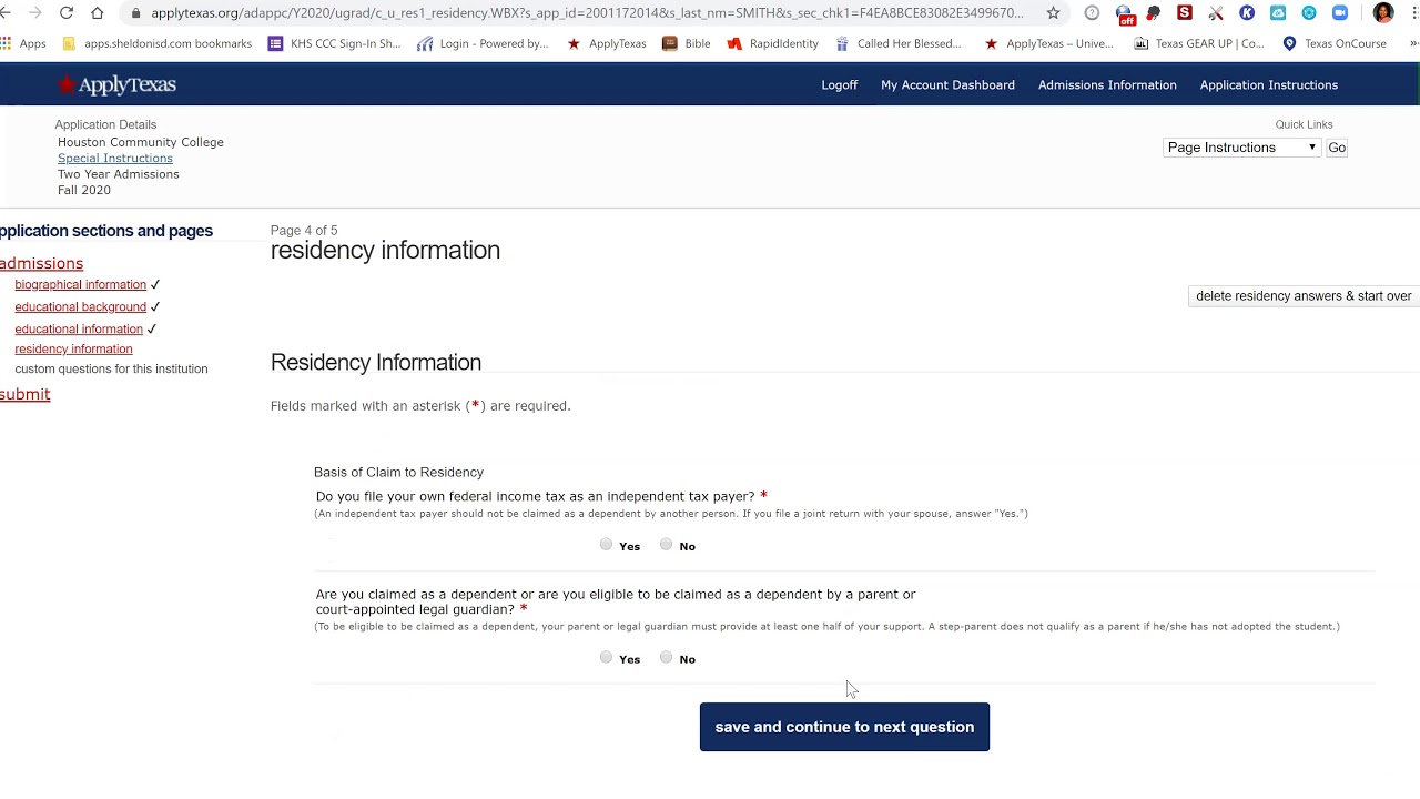 Apply TX Residential Information Section - YouTube