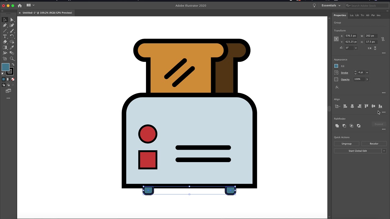 Super Easy Toaster Illustration & Animation - Adobe Illustrator + XD ...
