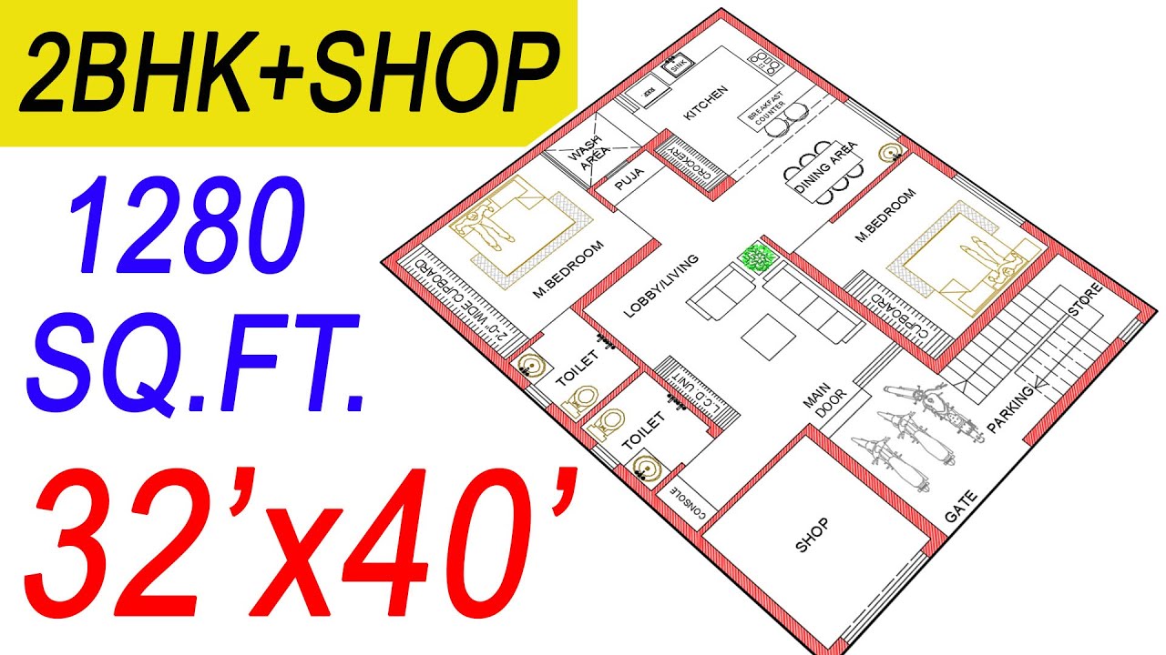 32x40 East Facing House Plan | Shop House Design | Engineer Vishal ...
