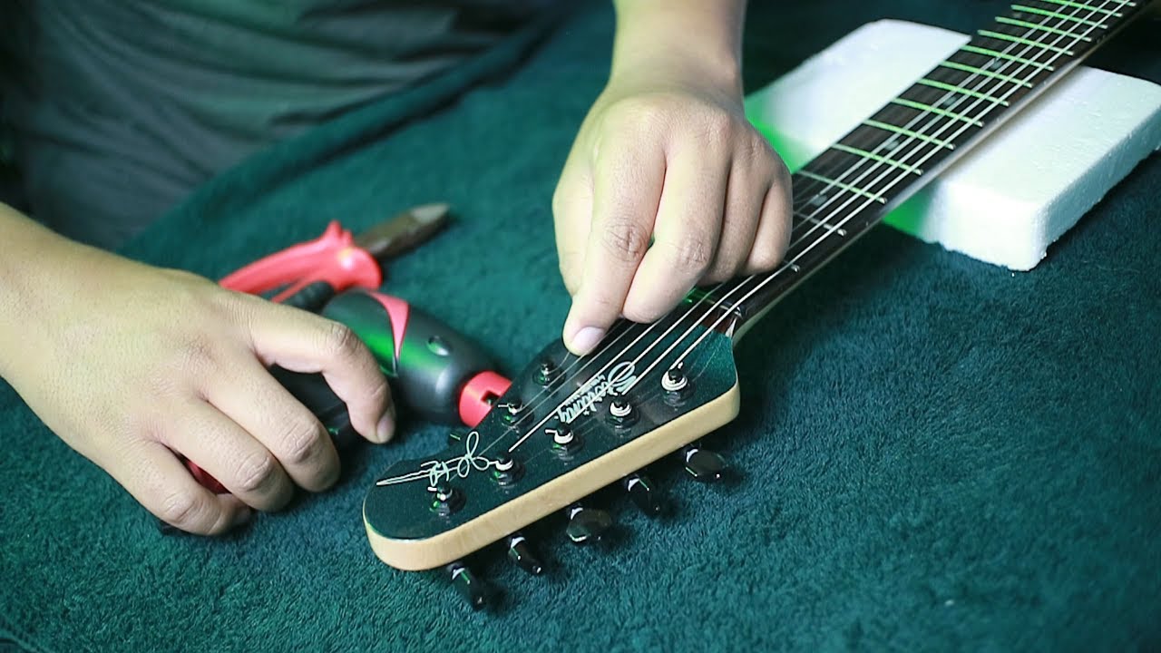 Restring Sterling JP70 Mystic Dream | Ernieball 7 String Reguler Slinky ...