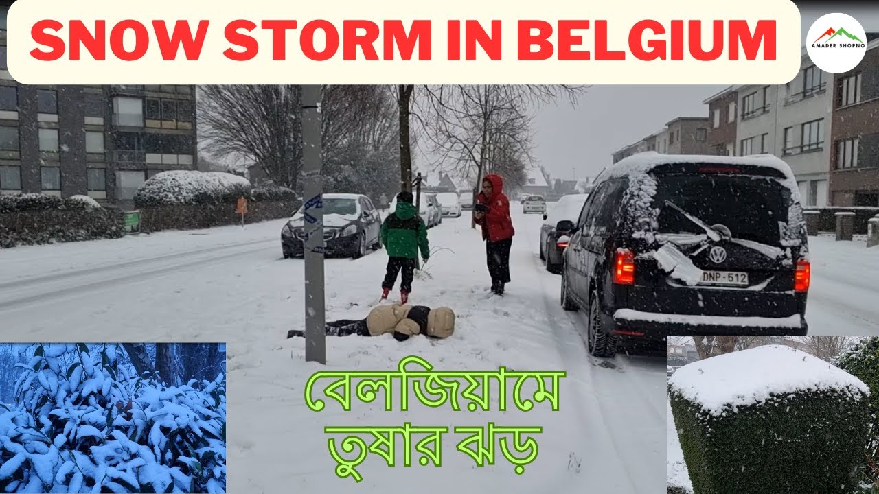 belgium sees first snow of the year as winter moves || snow storm in ...