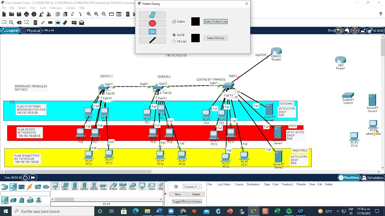 T2 CONM pra 5, WAN con VLAN, subinterfaces en router, protocolo de ...