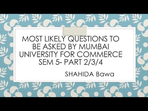 TYBCOM Commerce Semester 5 Important questions| Mumbai university | Shahida Bawa| Smart learning ...
