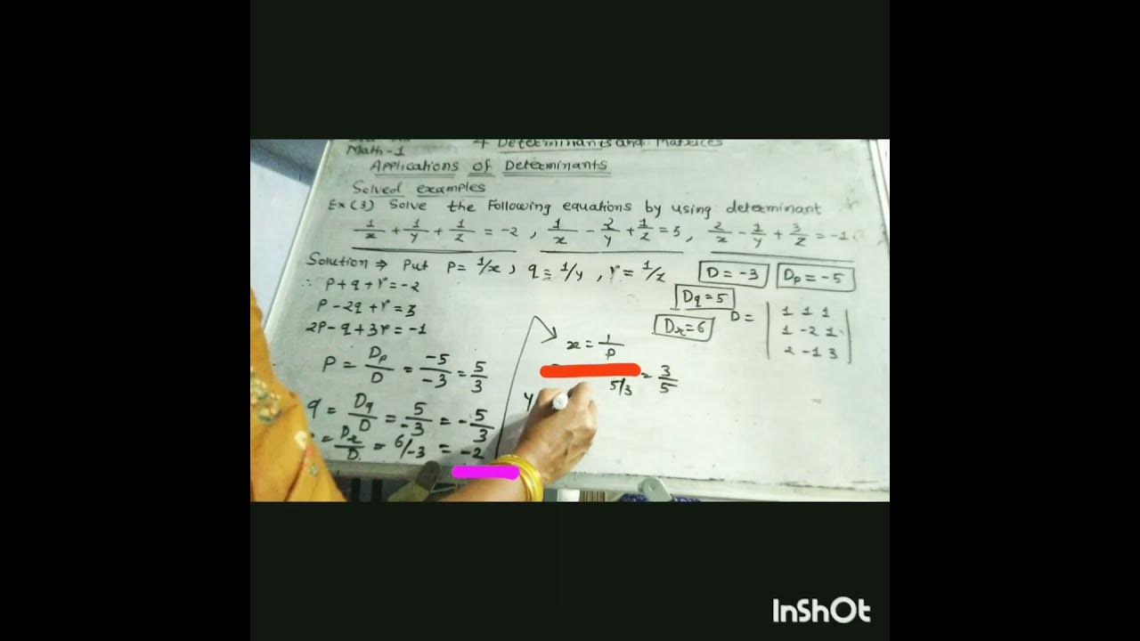 Std11 4 Determinants, Solved examples, Ex 3) solve the following equations, Math-1 - YouTube