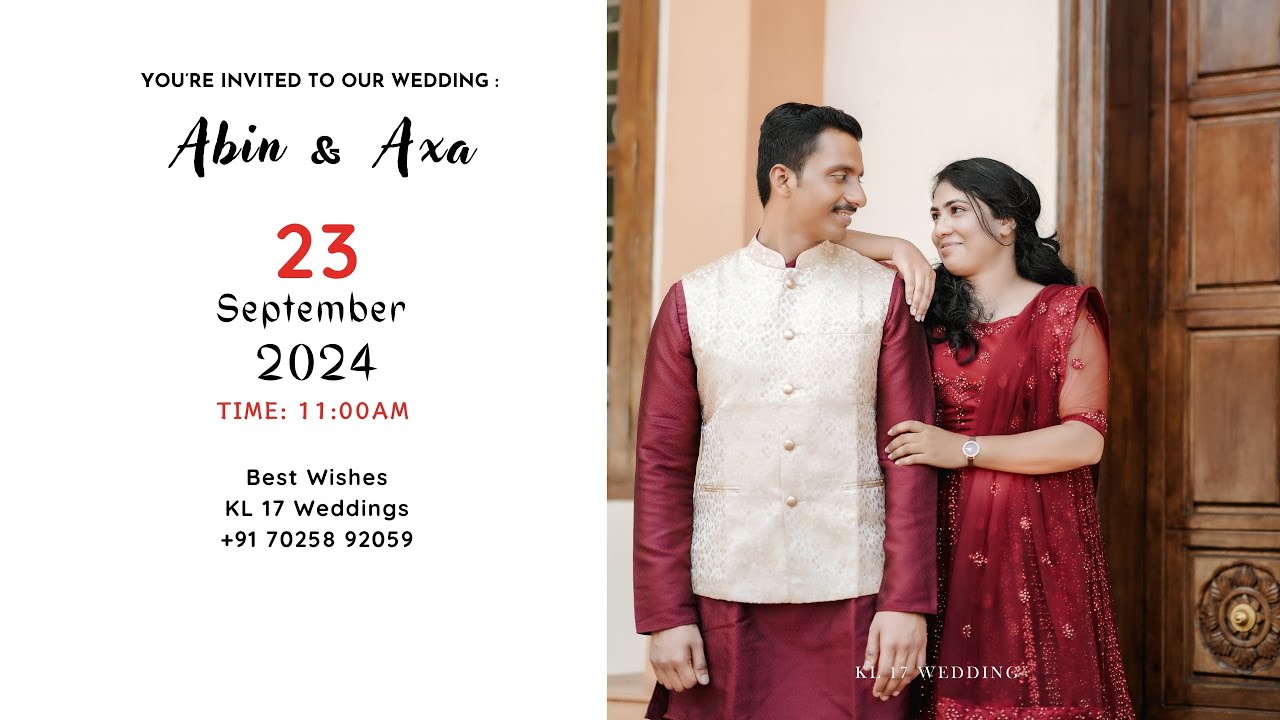 Wedding Ceremony | Abin & Axa | 23.09.2024 | Monday | 11 AM | KL 17 Weddings - YouTube