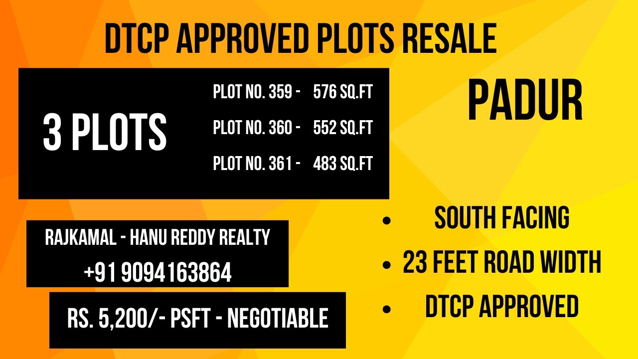 DTCP approved plots | Resale | 29 Lakhs Onwards | Padur OMR | Global ...