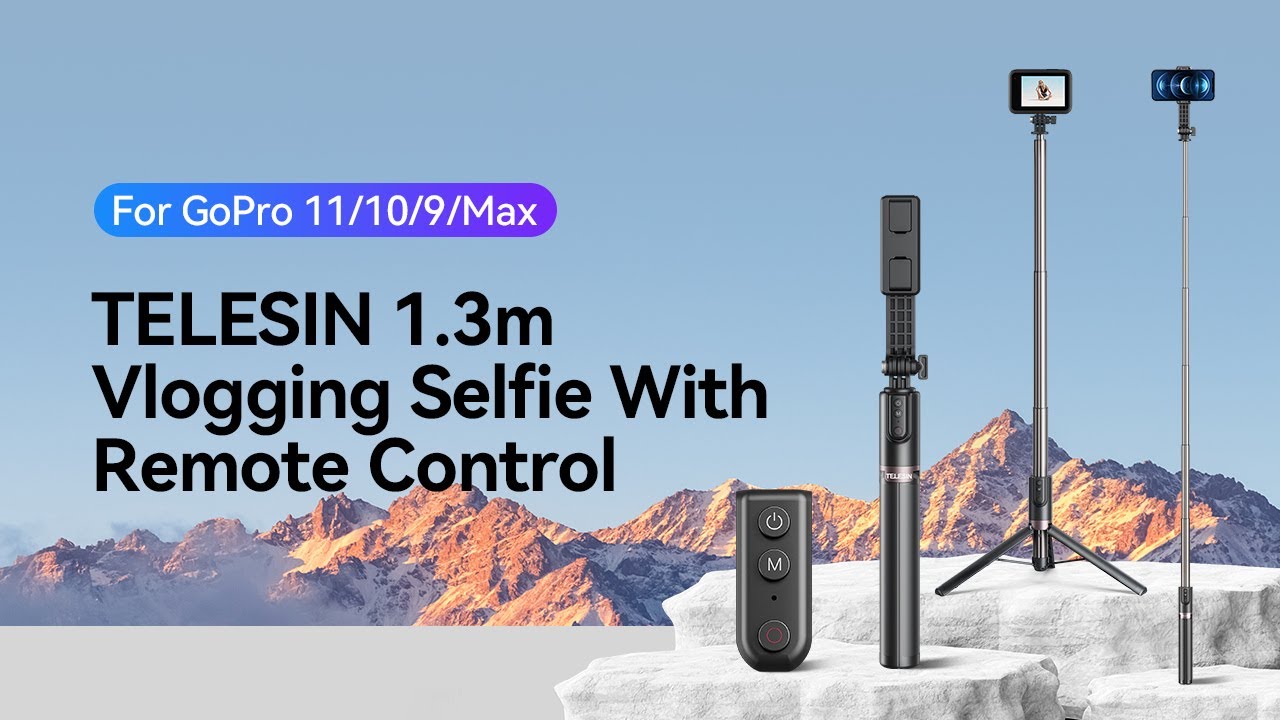 TELESIN 1.3M upgraded selfie stick with remote control - YouTube
