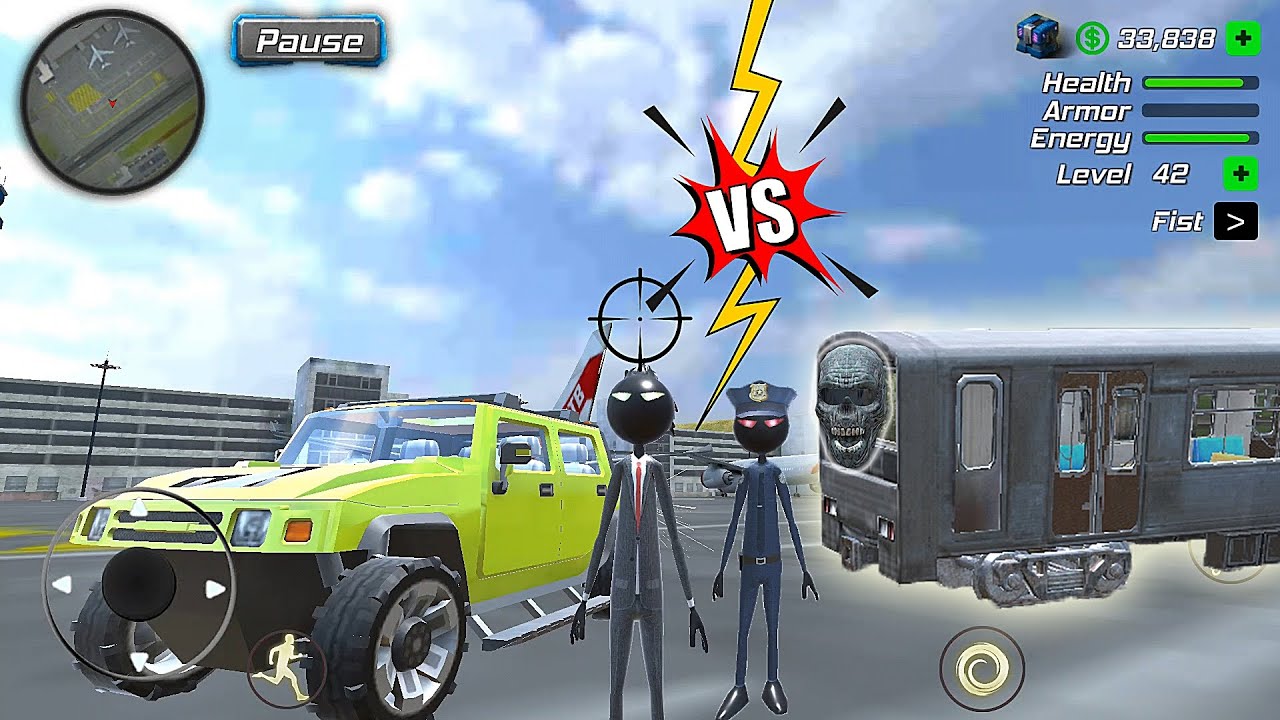 Amazing Crime Strange Stickman Rope Vice Vegas #107 Hummer vs Train ...