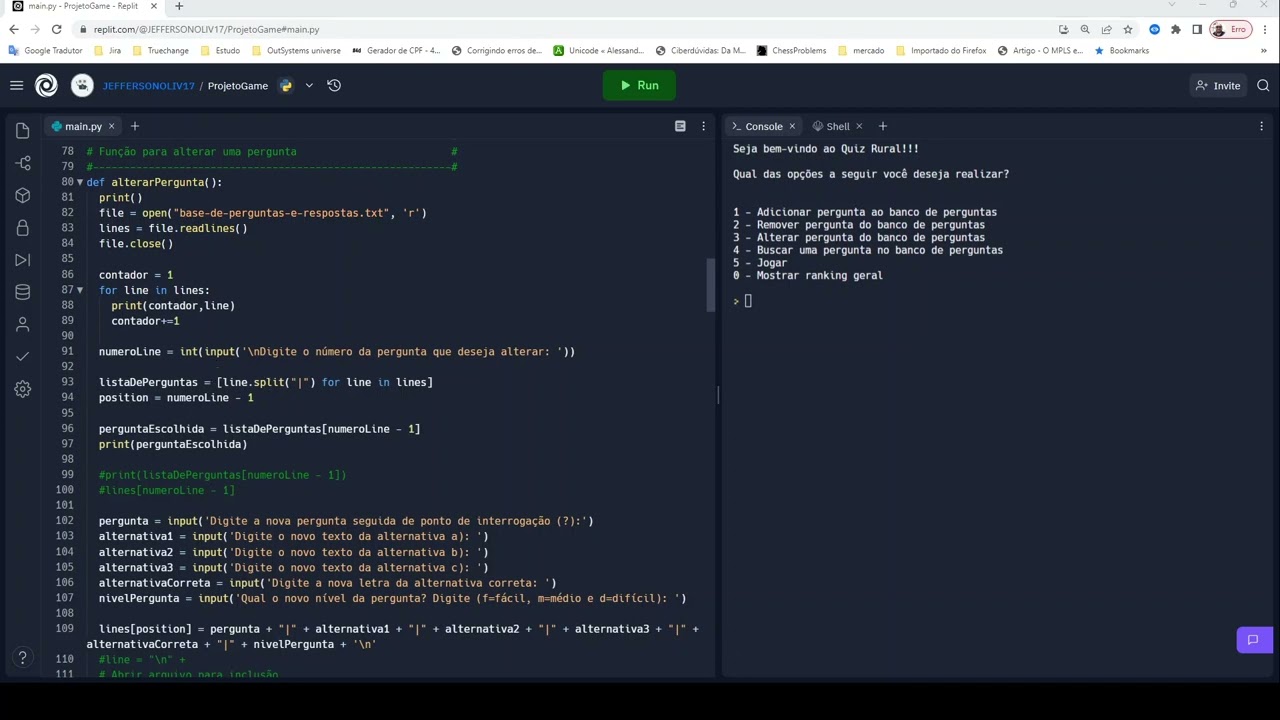 Jogo de perguntas e respostas em Python - YouTube